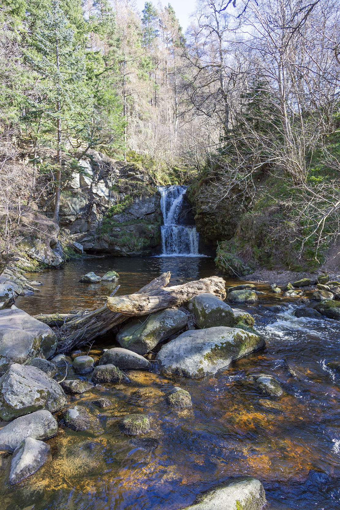Linn Falls waterfall and circular walk at Aberlour, Moray