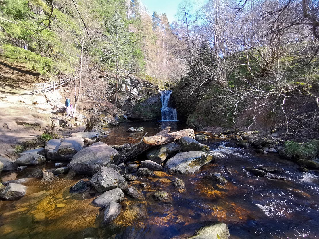 Linn Falls waterfall and circular walk at Aberlour, Moray