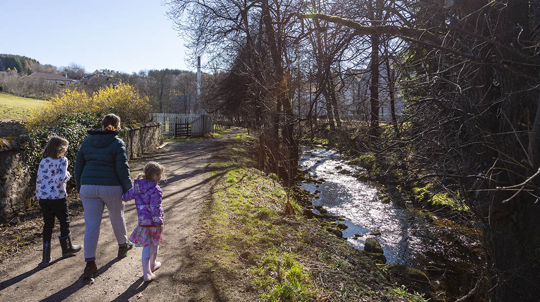 Linn Falls waterfall and circular walk at Aberlour, Moray